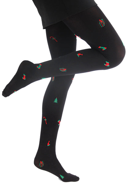 Christmas Presents Patterned Black Opaque Tights at Ireland's Online ...